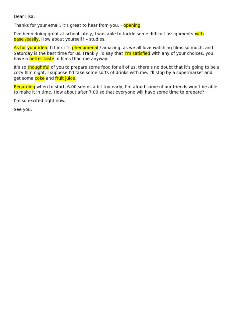 Film Night Plans and Suggestions | PDF