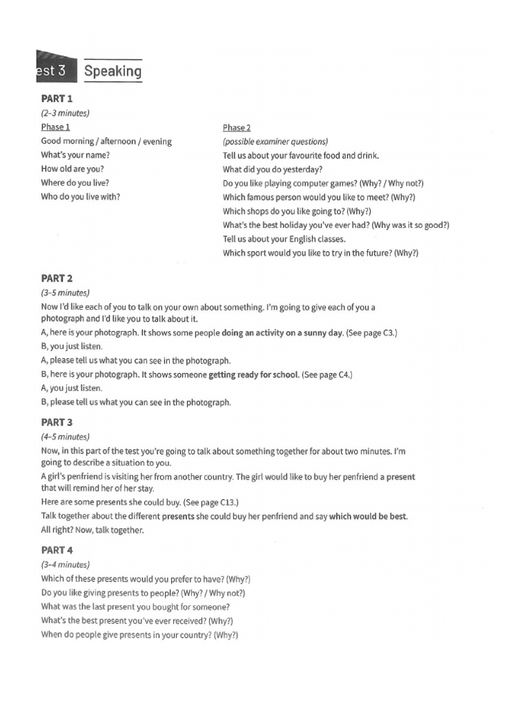 Speaking Sample Test | PDF