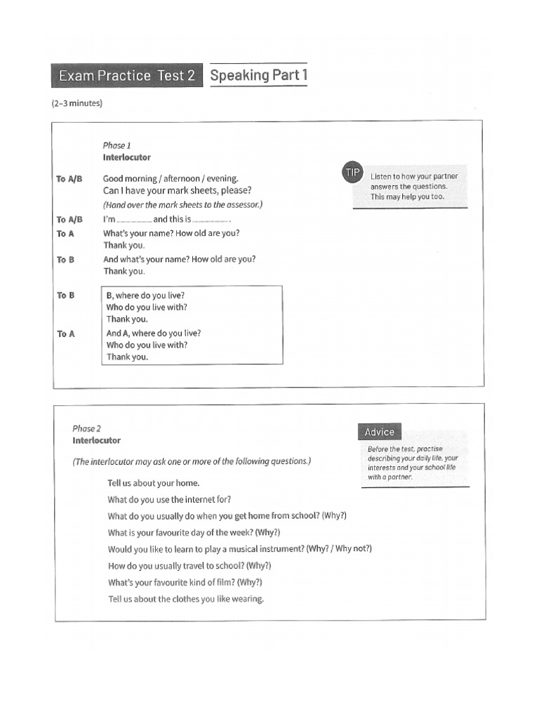Speaking Sample Test 2 Pdf