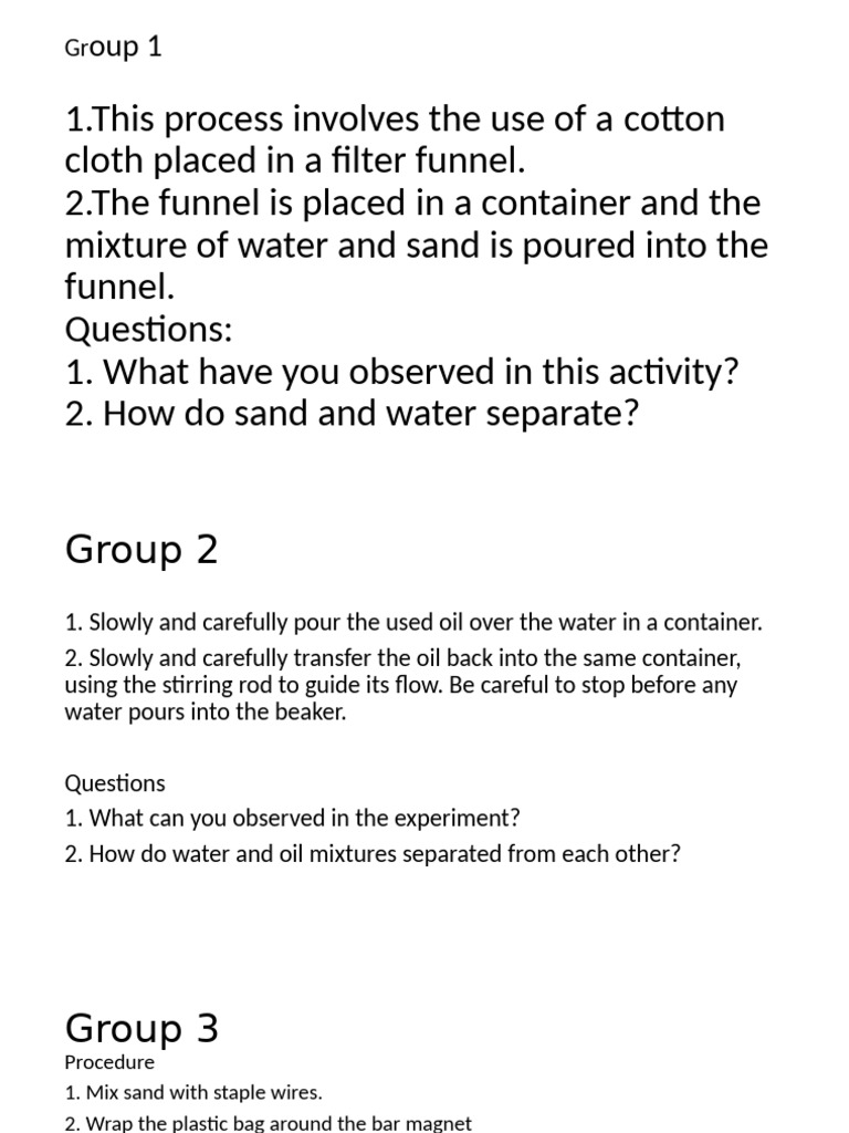 Activity On Separating Components of Mixture Presentation1 | PDF