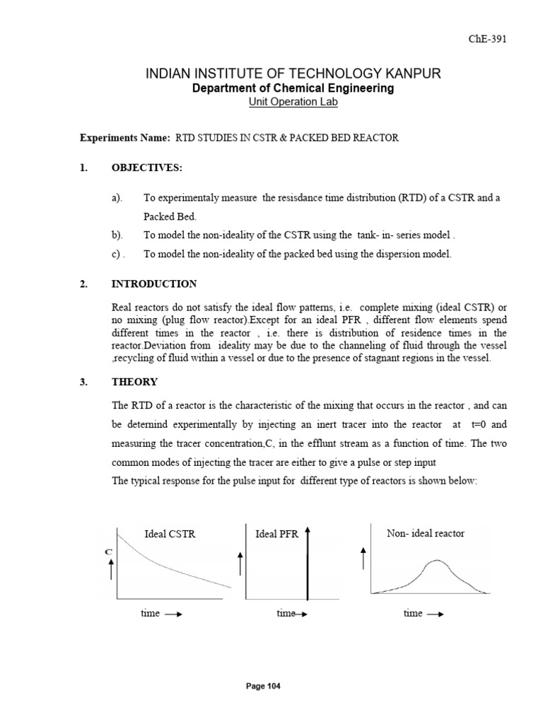 RTD-CSTR-Packed-Bed (1) | PDF | Process Engineering | Chemical Engineering