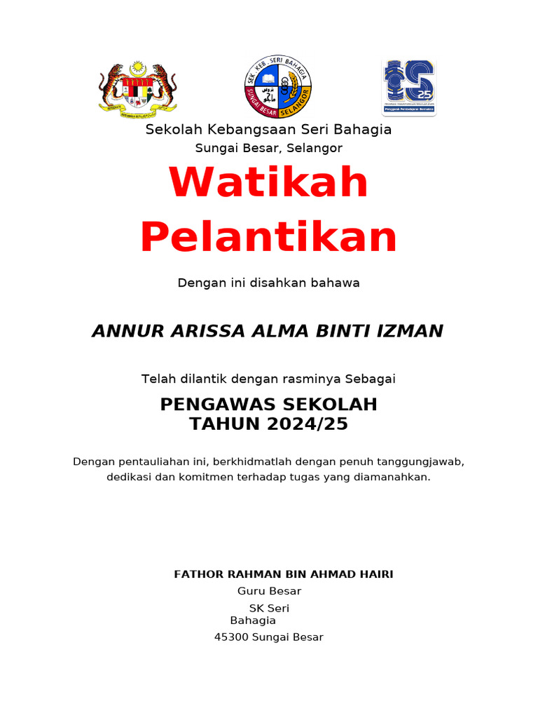 Watikah 2024 Terkini | PDF