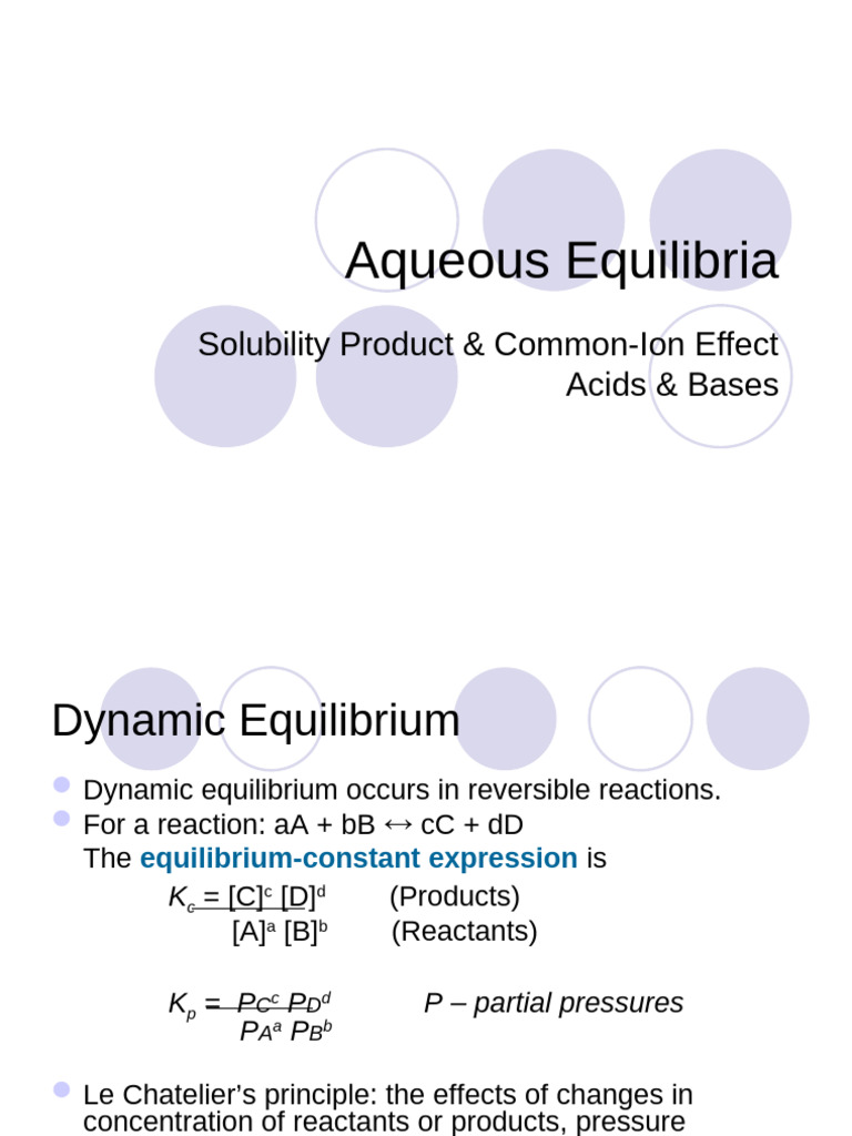 CHY2018 Unit 2 Lecture 3. Aqueous Equilibria | PDF | Chemical ...