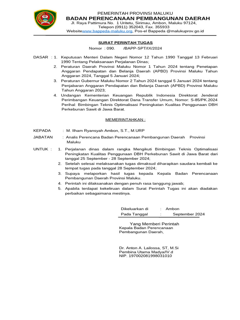 Kop Surat Bappeda | PDF