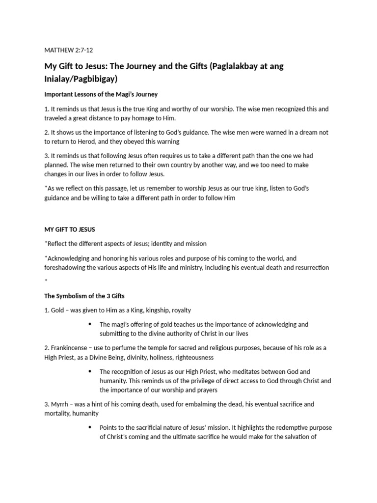 Gifts of the Magi: Lessons for Worship | PDF | Biblical Magi | Sacrifice