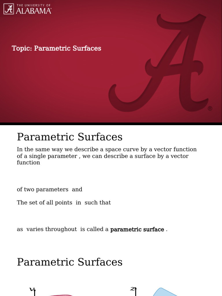 Topic 30 Parametric Surfaces Pdf Tangent Area