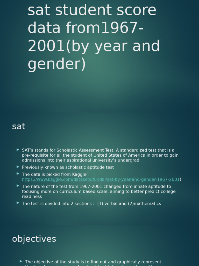 Data Representation of Sat Student Score Data From1967-2001 | PDF | Skewness | Sat