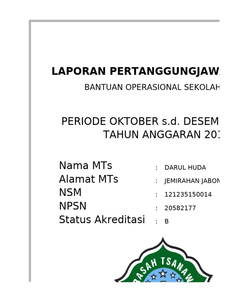 Format LPJ Bos 2019 Tahap Ii MTS | PDF