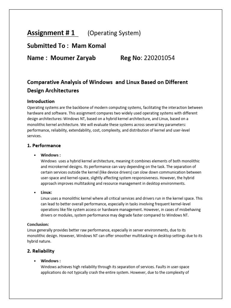 Assignment#1 | PDF | Kernel (Operating System) | Microsoft Windows