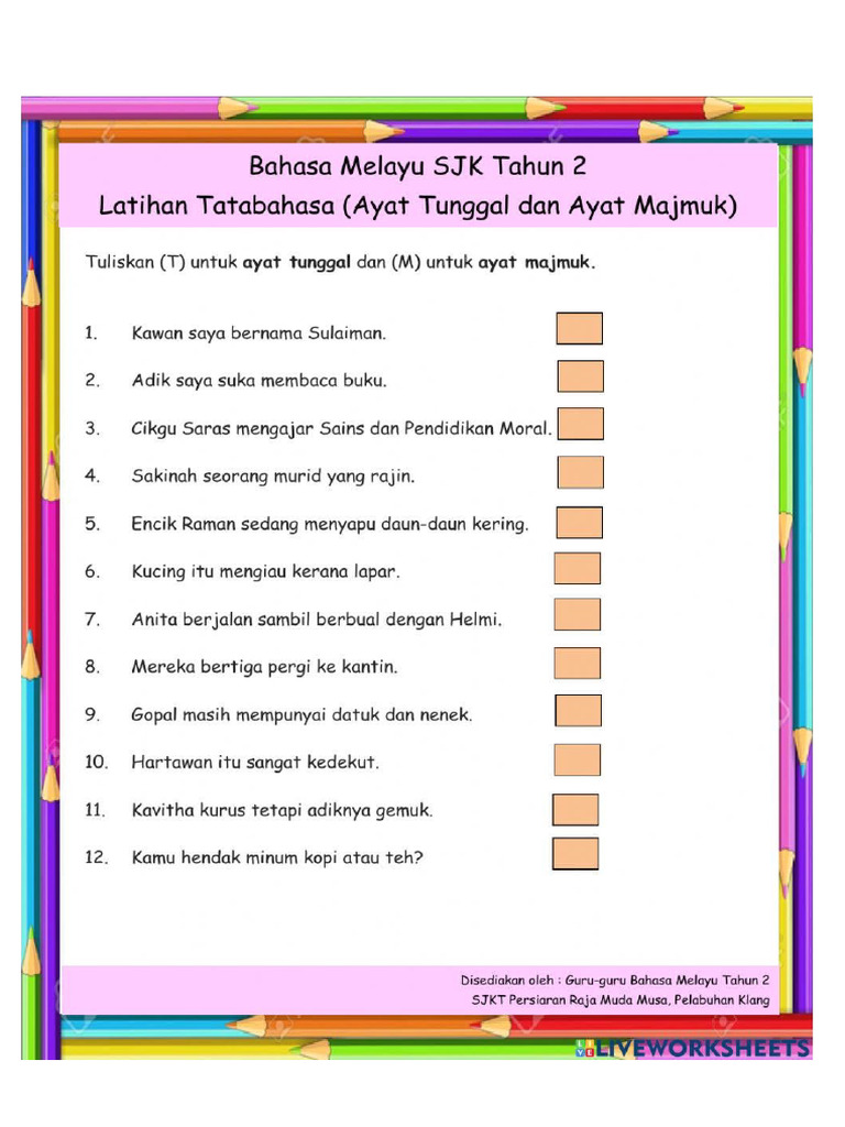 Ayat Tunggal Dan Ayat Majmuk | PDF