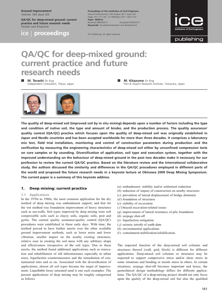 QA - QC For Deep-Mixed Ground | PDF | Quality Assurance | Geotechnical Engineering