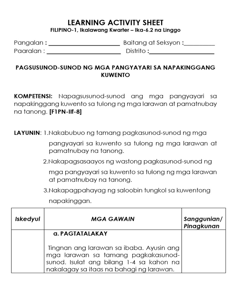 LAS q2 Filipino1 Week6.2 v2 | PDF