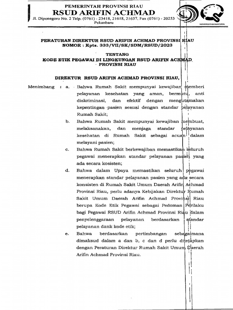 SK Kode Etik Pegawai | PDF