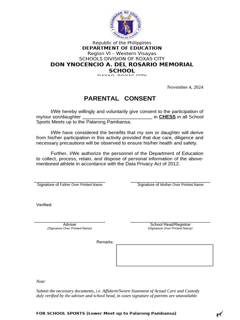 Sports Parents Consent | PDF