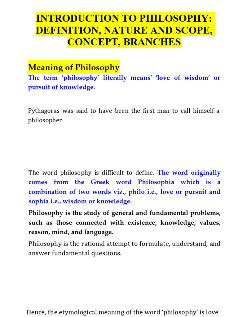 Introduction To Philosophy Definition, Nature and Scope, Concept ...