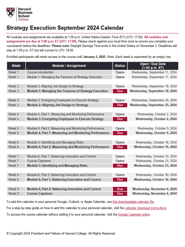 Strategy Execution September 2024 Calendar | PDF | Computing
