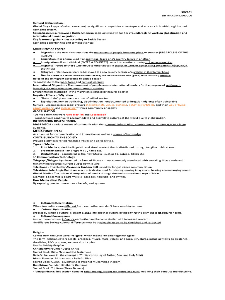 Summary-Reviewer SOC101 Midterm | PDF | Noble Eightfold Path | Four Noble Truths