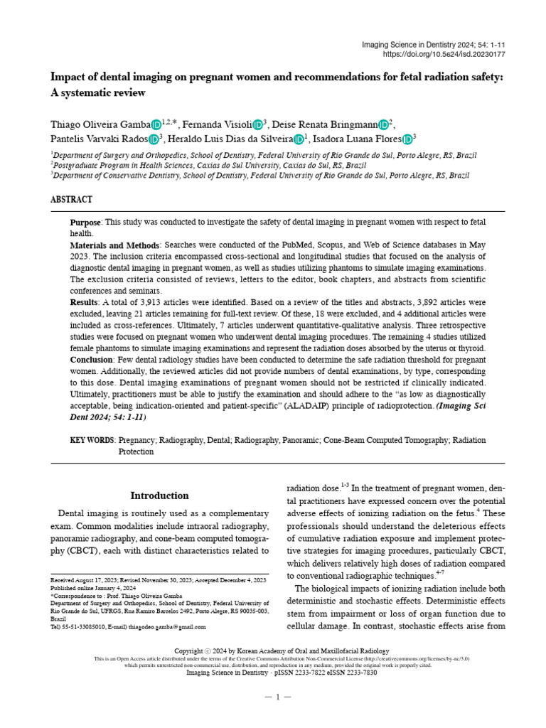 Dental Imaging On Pregnant Women | PDF | Radiography | Pregnancy