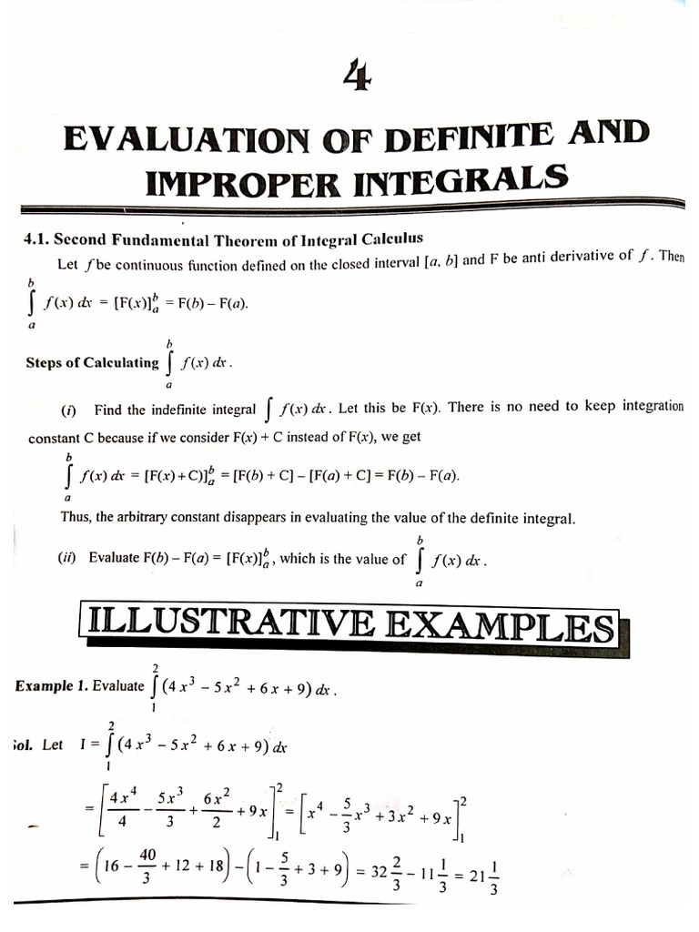 Definite and Improper Integrals | PDF