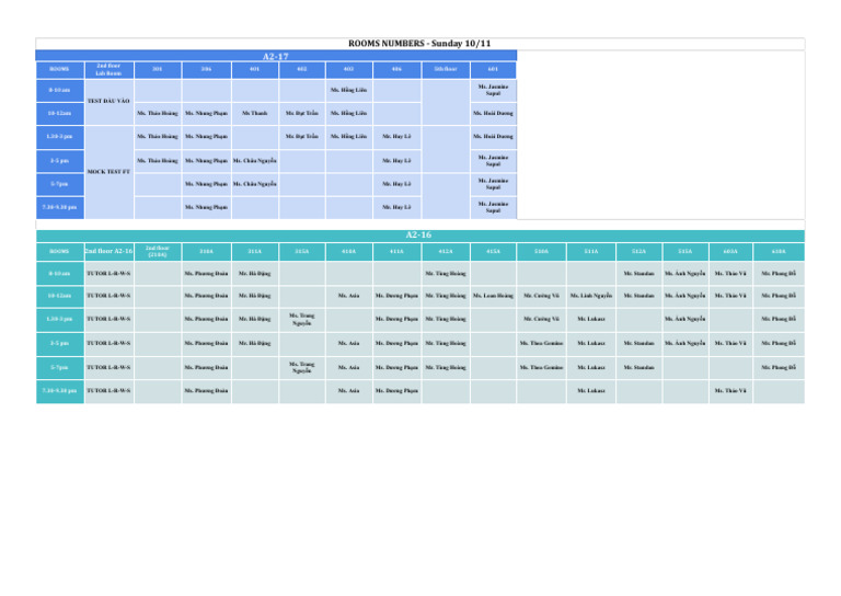 Rooms Numbers Sunday 10 11 HL | PDF