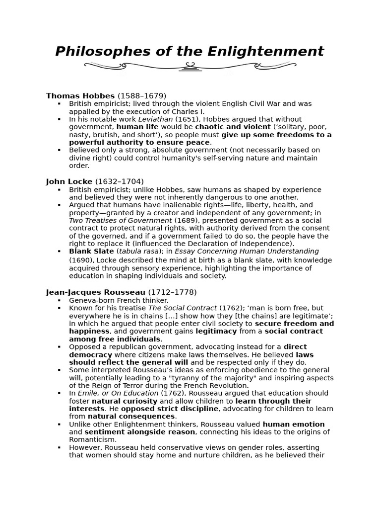 Philosophes of The Enlightenment (AP Euro AMSCO Notes) | PDF | Atheism ...