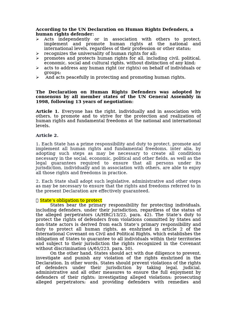 UN Declaration On Human Rights | PDF | Human Rights | Treaty