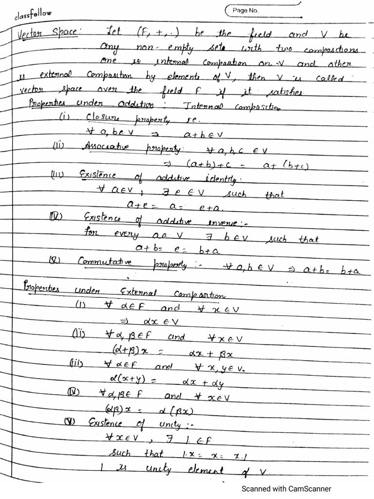 Second Lecture Vector Space | PDF