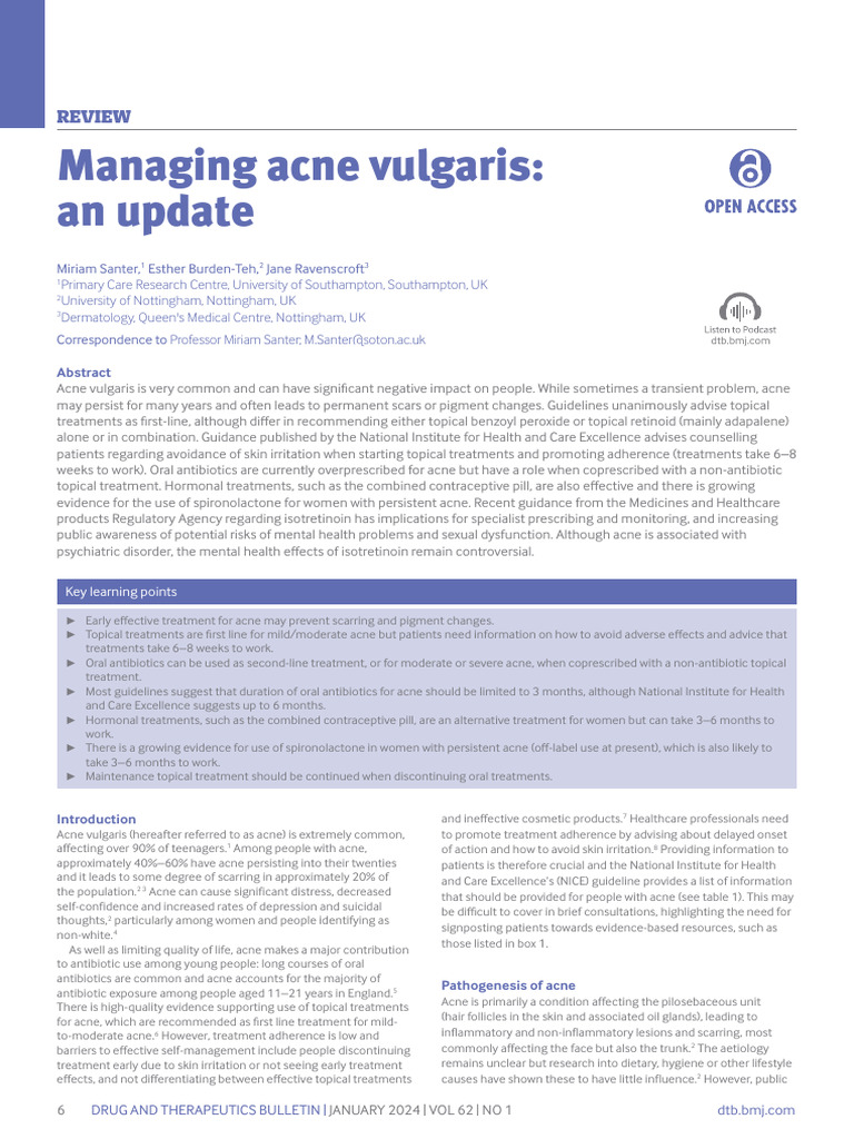Managing Acne Vulgaris An Update | PDF | Medicine | Clinical Medicine