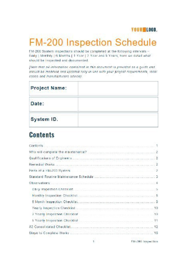FM-200 Inspection Schedule | PDF