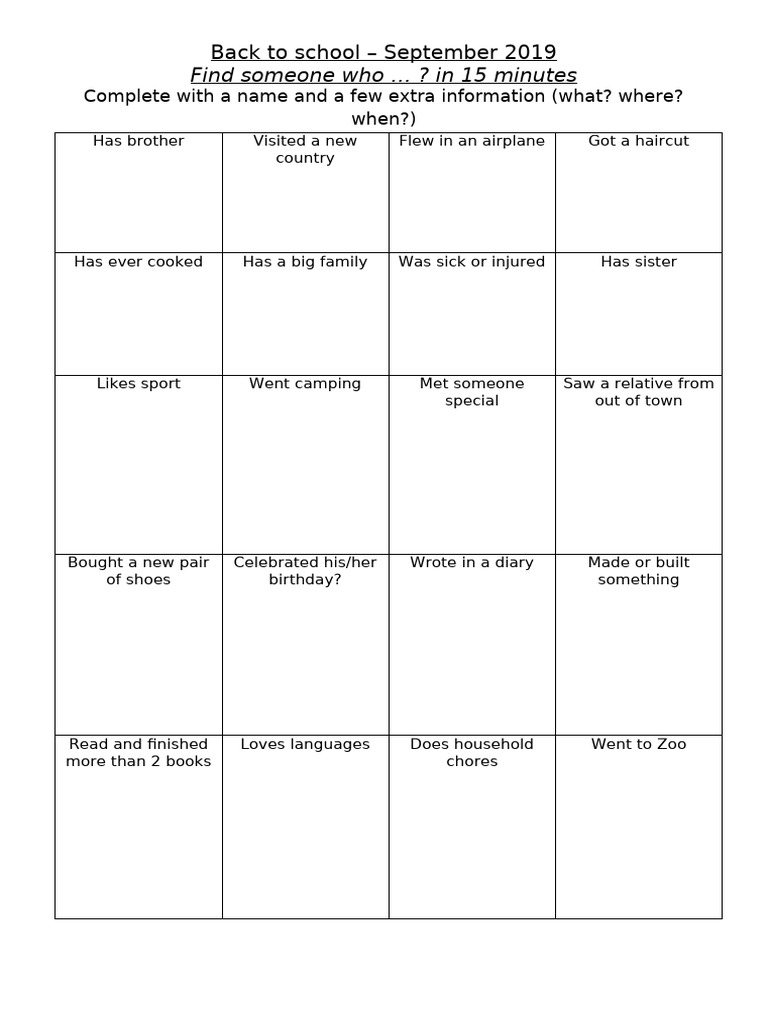 Find Someone Who Fun Activities Games Icebreakers 118064 | PDF