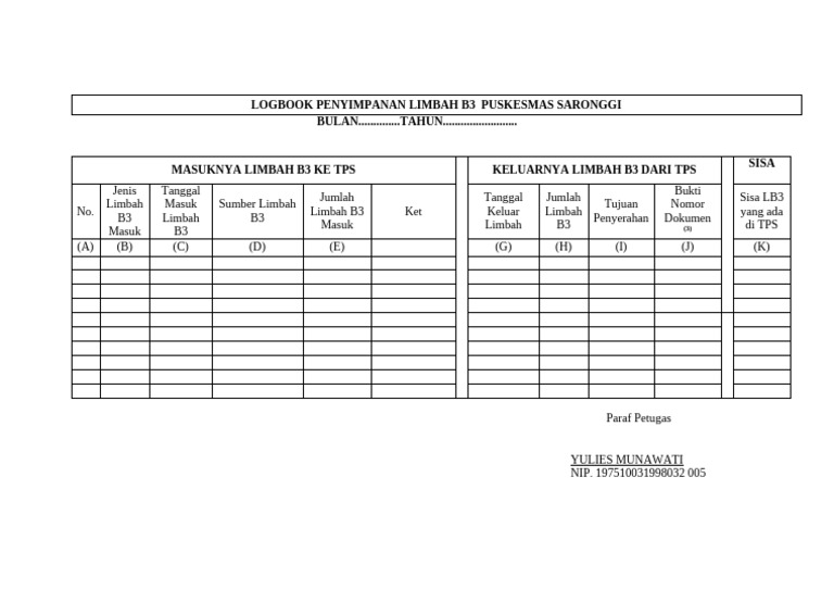 Logbook Limbah b3 (OK) | PDF