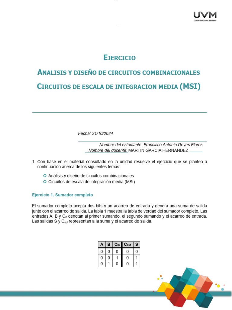 A8 Ejercicio Farf | PDF | Sustracción | Decimal codificado en binario