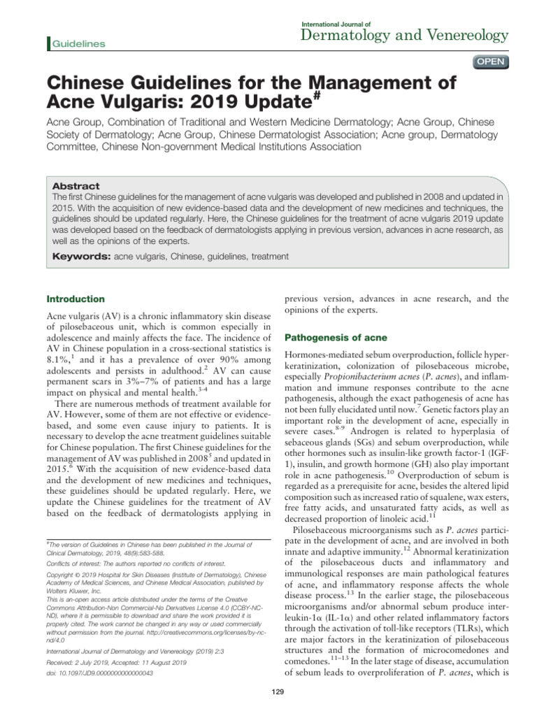 2019 Chinese Acne Management Guidelines | PDF | Clinical Medicine ...