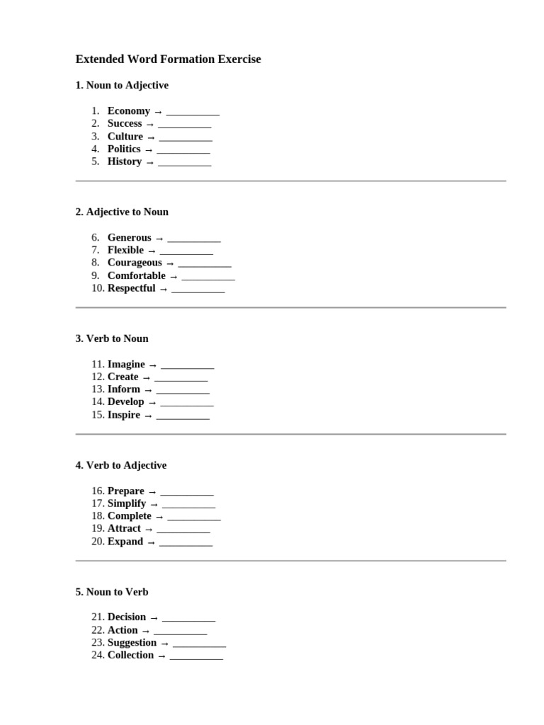Extended Word Formation Exercise 2 | PDF