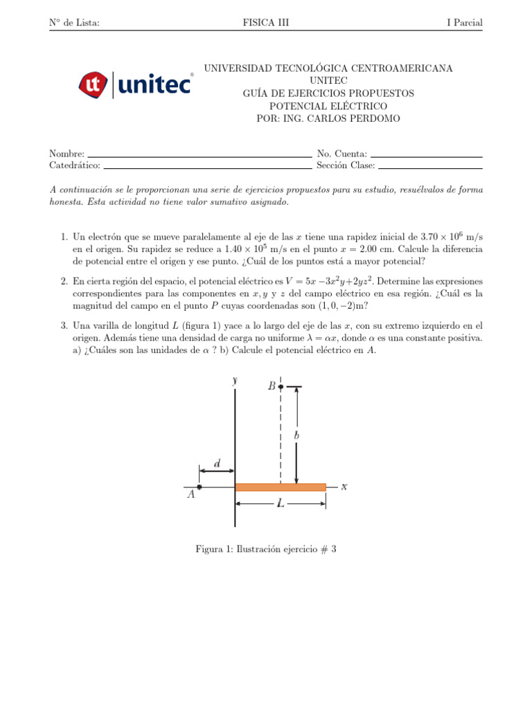 03 Guia de Ejercicios Fisica III Unitec Potencial Eléctrico | PDF ...