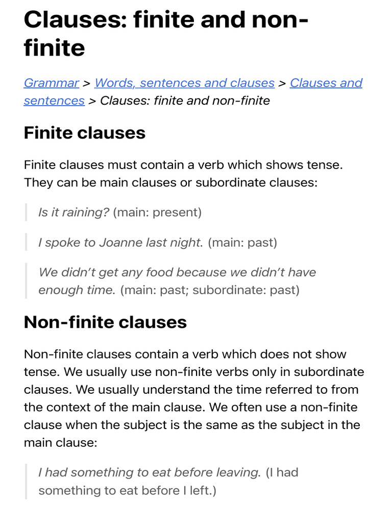 Clauses: Finite and Non-Finite - English Grammar Today - Cambridge ...