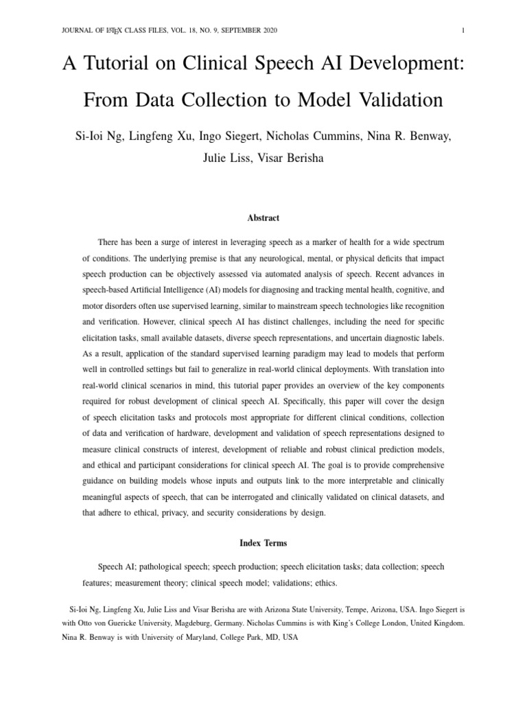A Tutorial On Clinical Speech AI Development: From Data Collection To ...