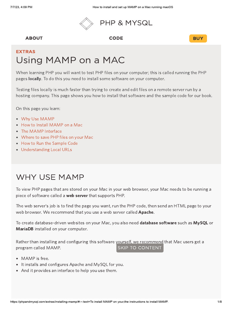 How To Install and Set Up MAMP On A Mac Running macOS | PDF | World Wide Web | Internet & Web