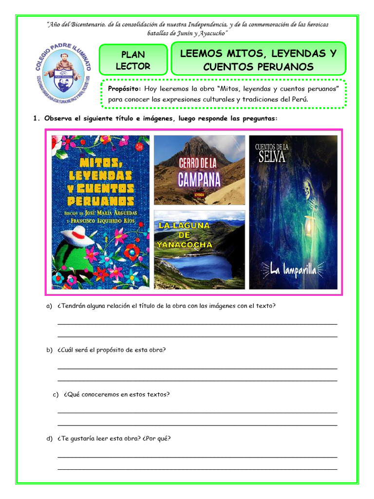 Ficha-Juev-Pl-Leemos Mitos, Leyendas y Cuentos Peruanos | PDF | Perú