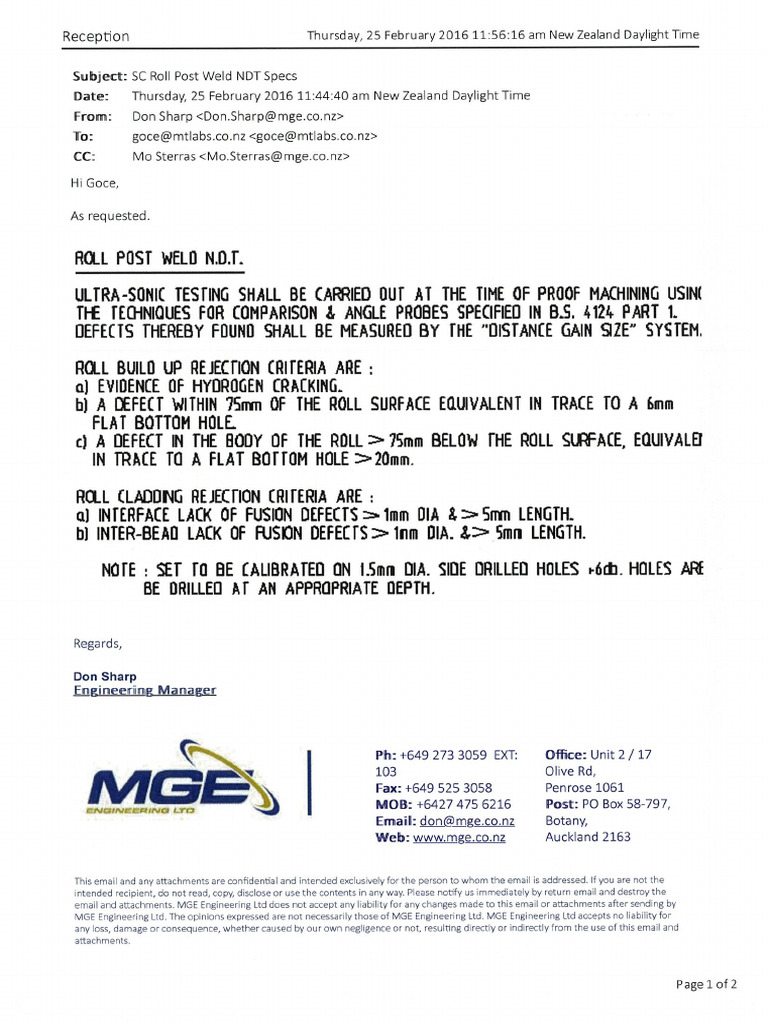 MGE - NZS Specifications | PDF