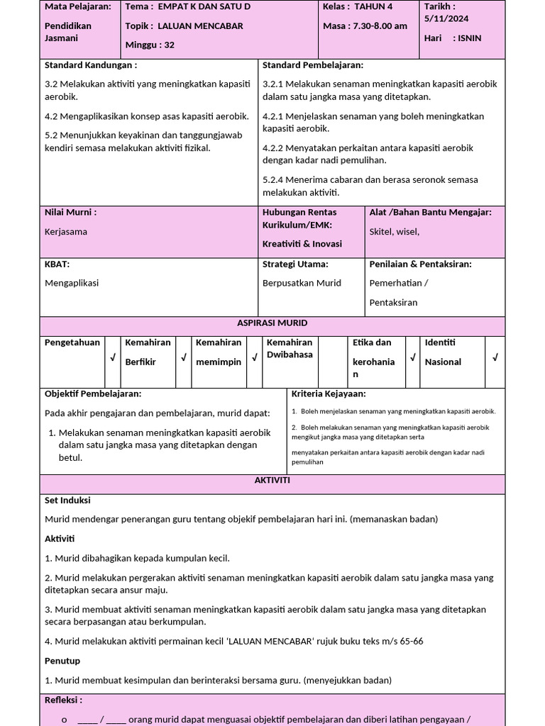 RPH PJ TAHUN 4 2023 M32 at ARAS | PDF