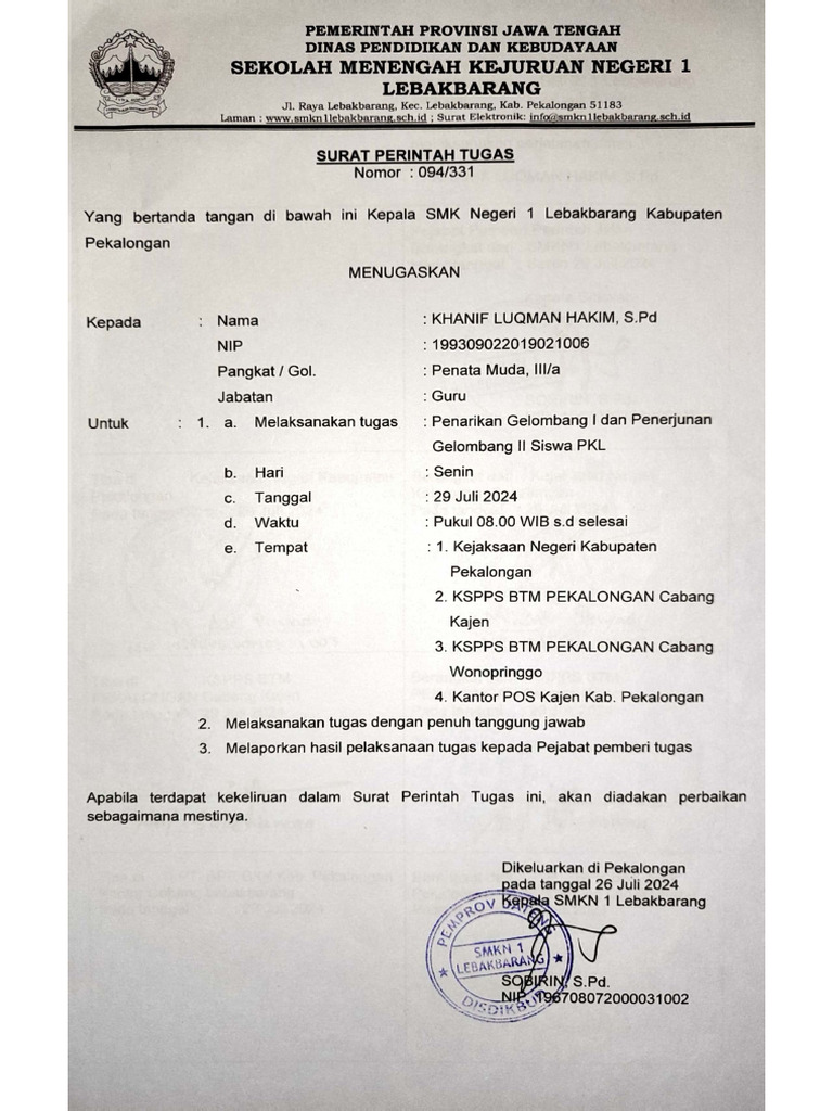 SPT DL 29 Juli KLH | PDF