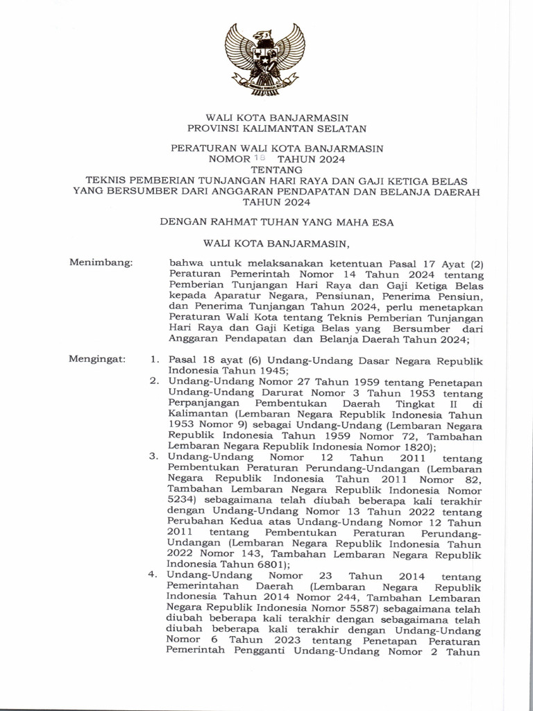 Perwal Nomor 18 Tahun 2024 | PDF