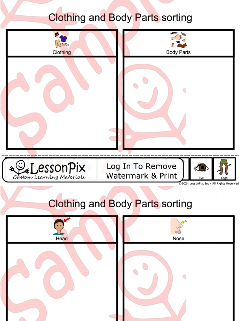 Clothing+and+Body+Parts+Sorting-material 29097892 WM Fixed | PDF