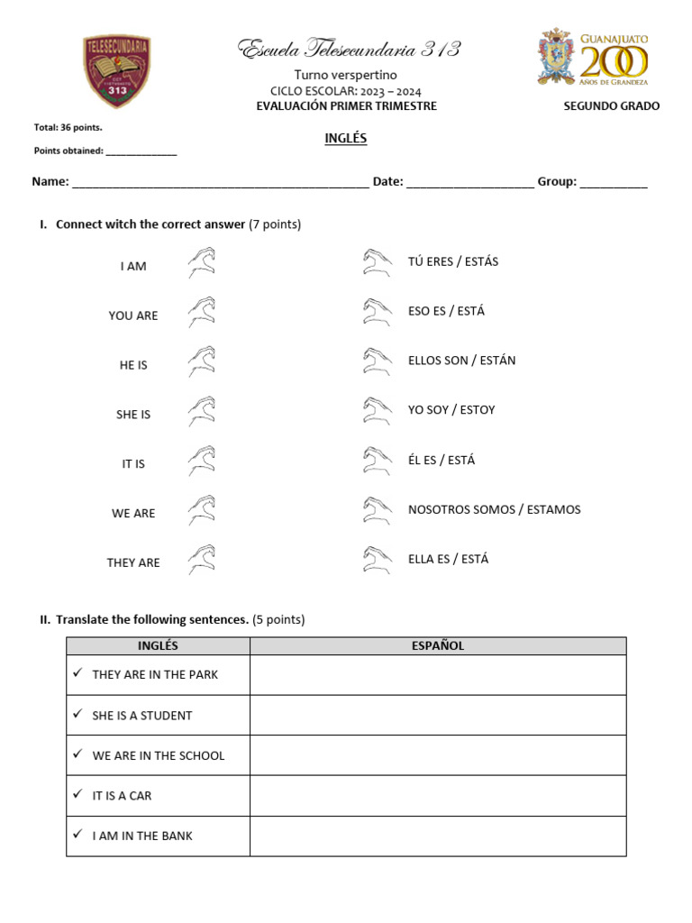 Trim1 Inglés 2do | PDF