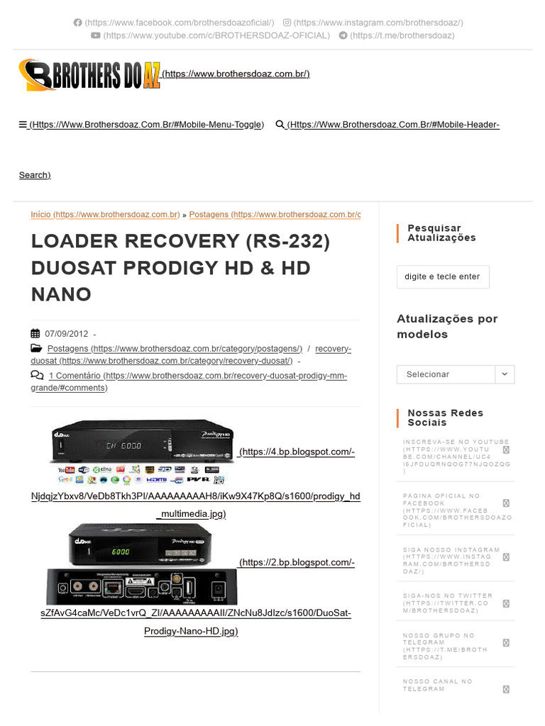 Loader Recovery (Rs-232) Duosat Prodigy HD & HD Nano | PDF ...