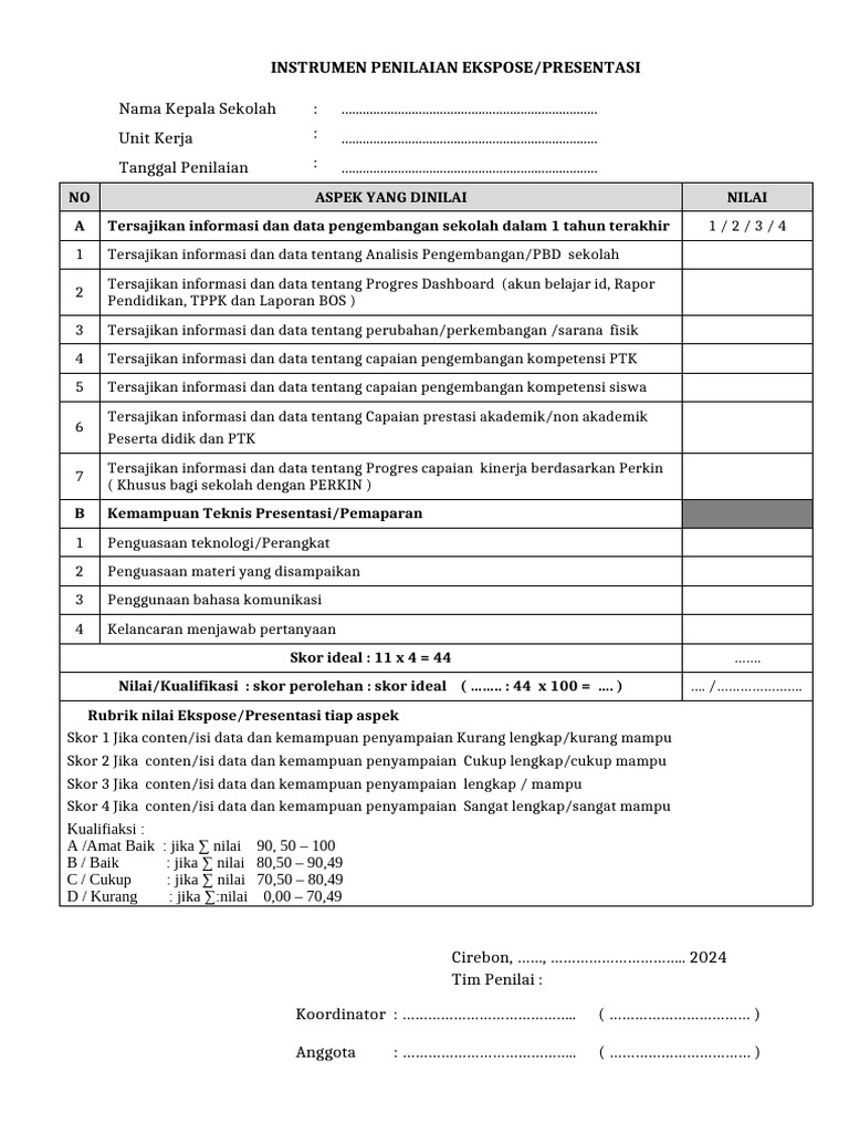 9.c. Instrumen Penilaian Ekspose . | PDF