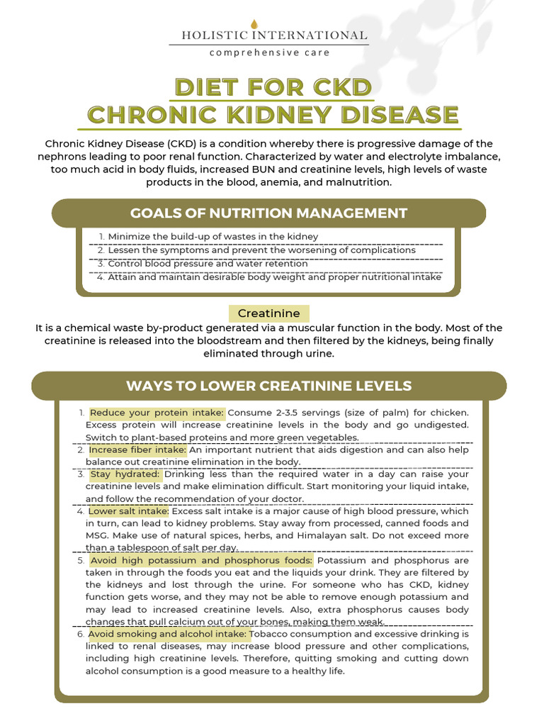 Diet For CKD | PDF | Chronic Kidney Disease | Kidney