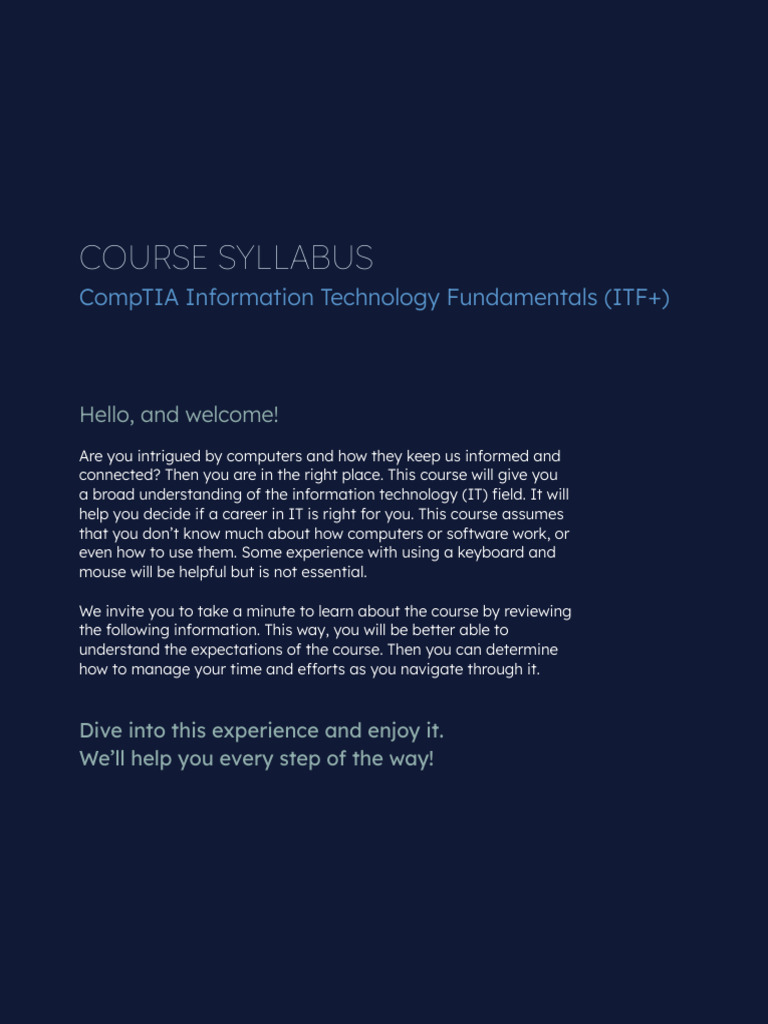 CompTIA ITF Syllabus | PDF | Databases | Personal Computers