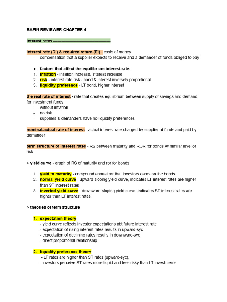 Bafin Reviewer Chapter 4 | PDF | Bonds (Finance) | Interest